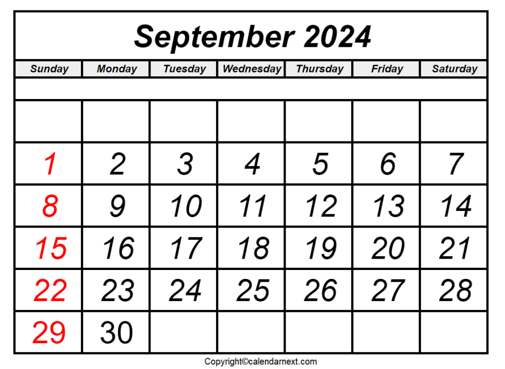 Printable Free September 2024 Calendar Template With Holidays