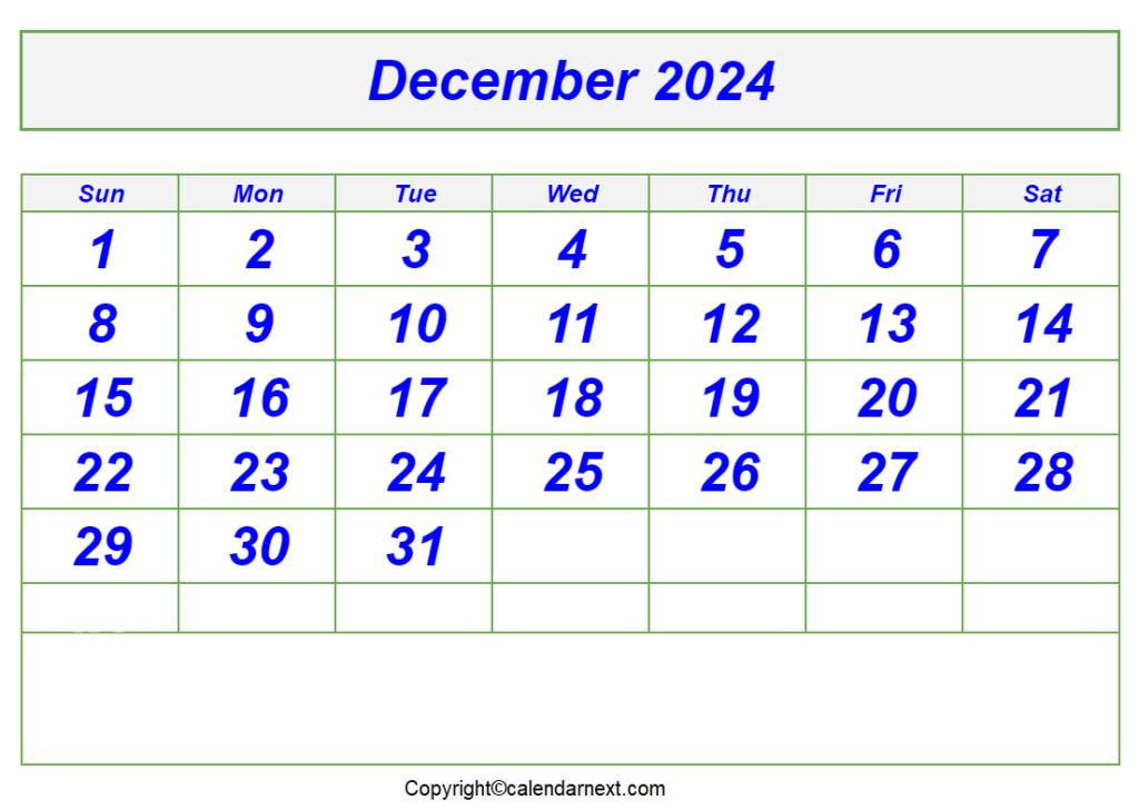 Printable December 2024 Calendar With Holidays & PDF