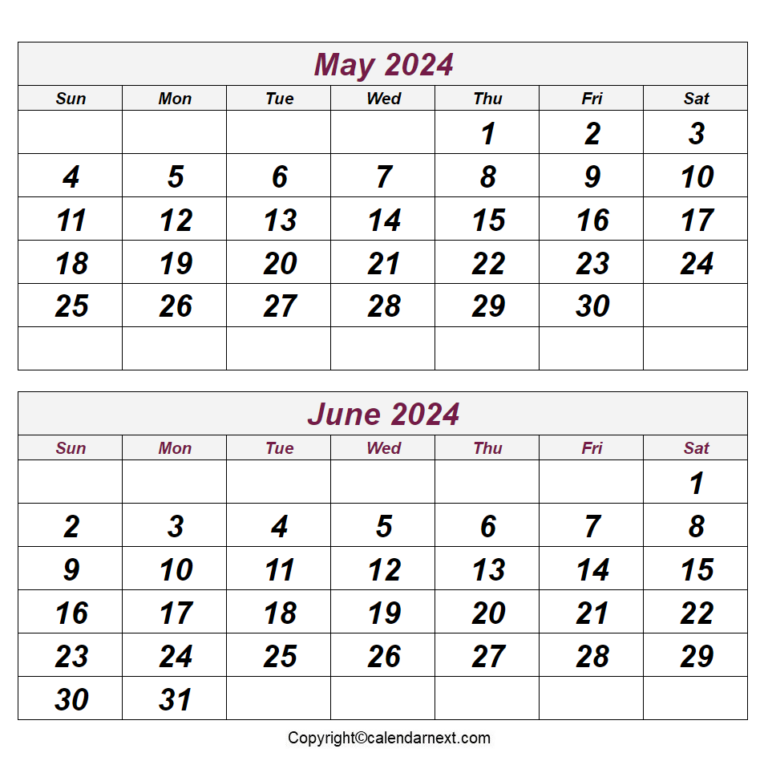 Printable May June 2024 Calendar Calendar Next Printable May June 2024 Calendar Calendar Next
