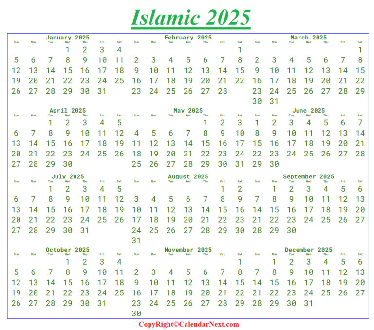Urdu 2025 Calendar | Calendar Next