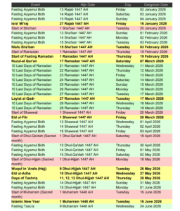 Free Printable Hijri Islamic 2026-27 Calendar (1447-48)