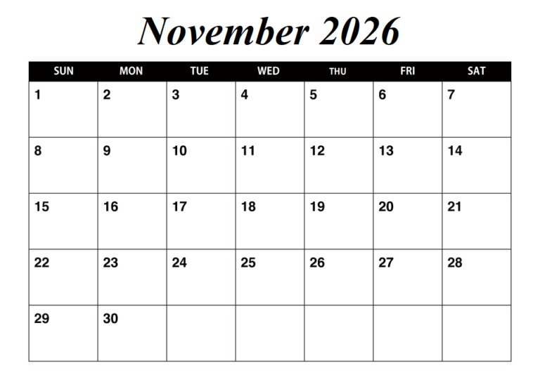November 2026 Calendar With Holidays | Calendar Next